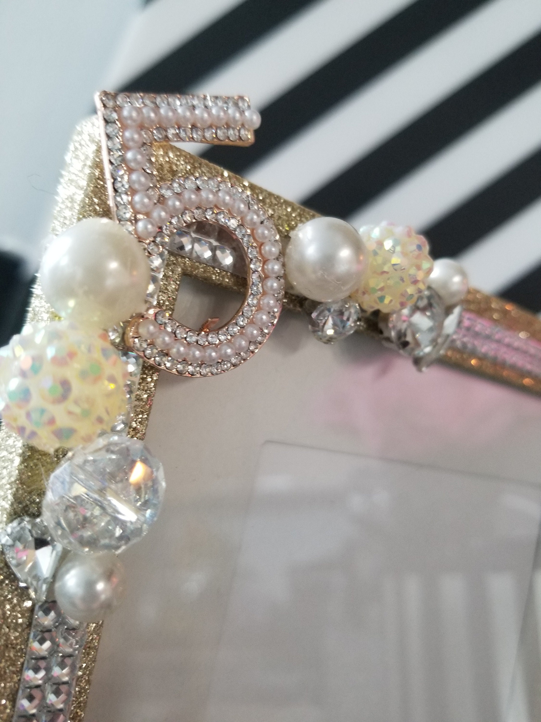 Gold bling picture frame, gold rhinestone picture frame, glam picture ...