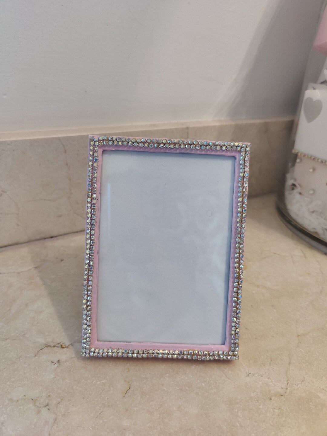 Pink Bling Picture Frame, Bridal Gift, Pink Shabby Chic Frame, Glam ...