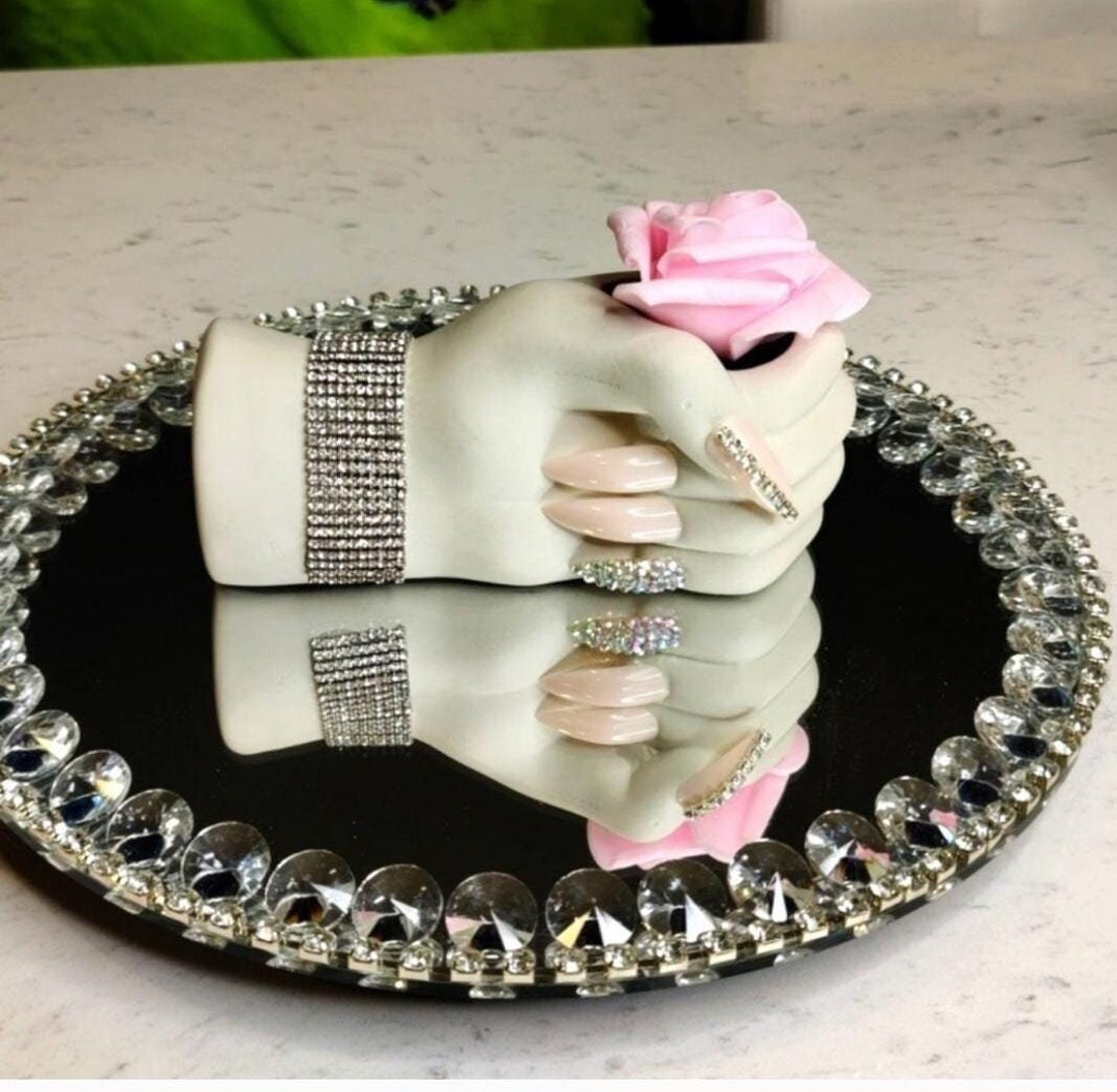 Bling Flower Vase, Rhinestone Planter, Rhinestone Hand Vase, Bling Hand ...