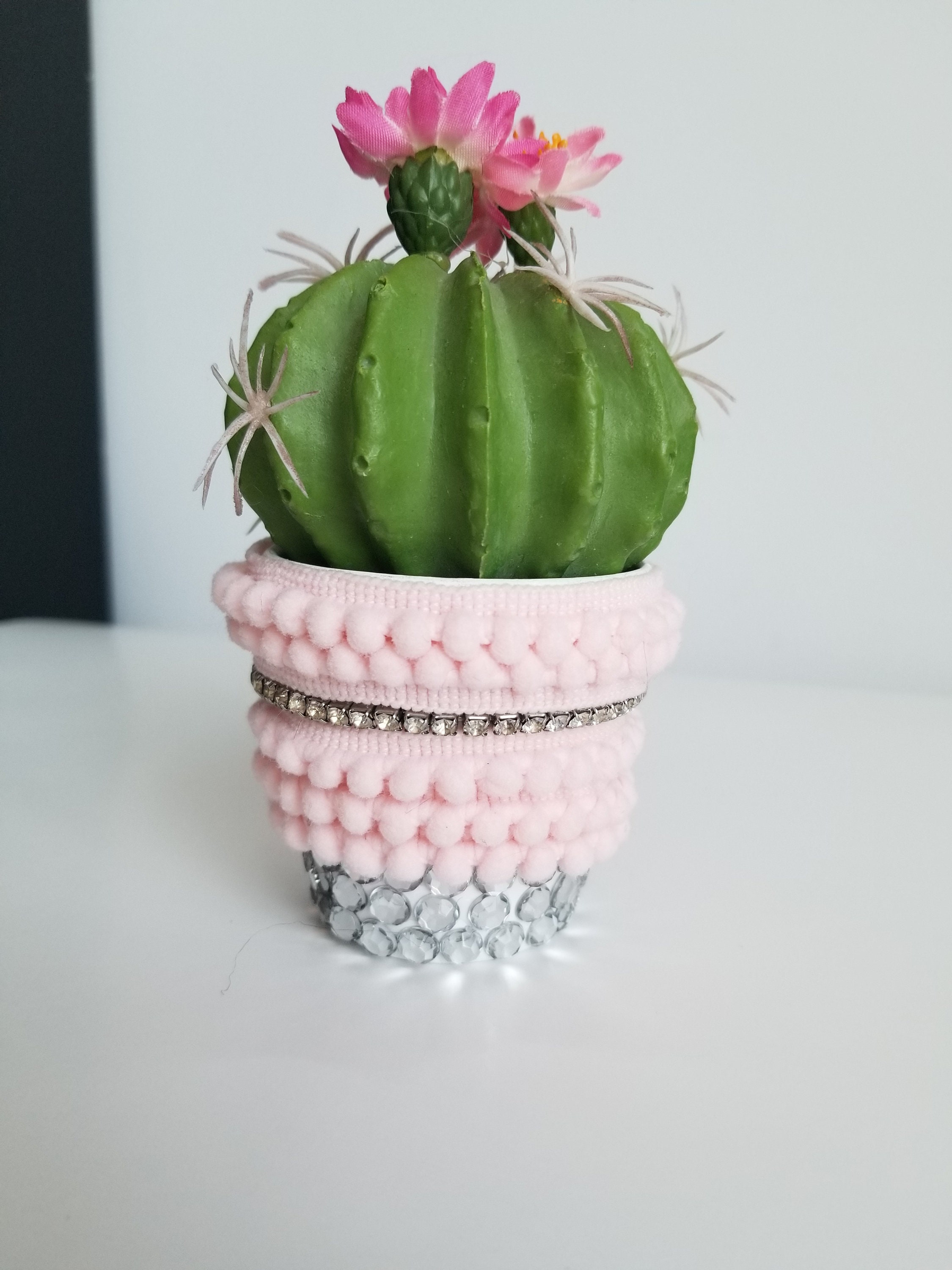 Pom Pom Succulent Planter, Pink Planter, Bling Planter, Bling Succulent ...