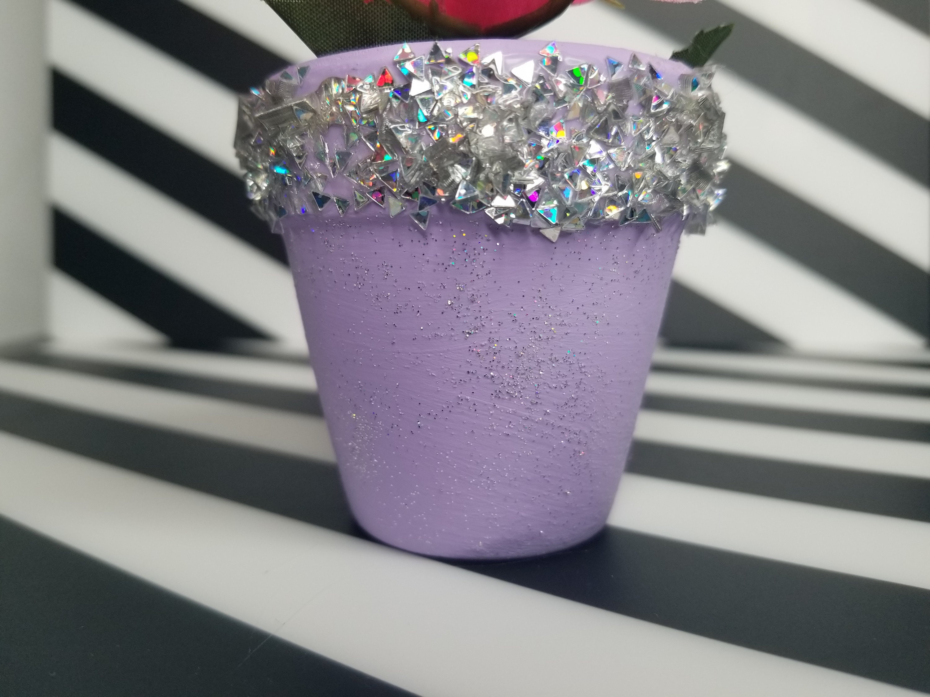 Purple Bling Flower Pot, Bling Flower Pot, Bling Succulent Pot, Bling ...