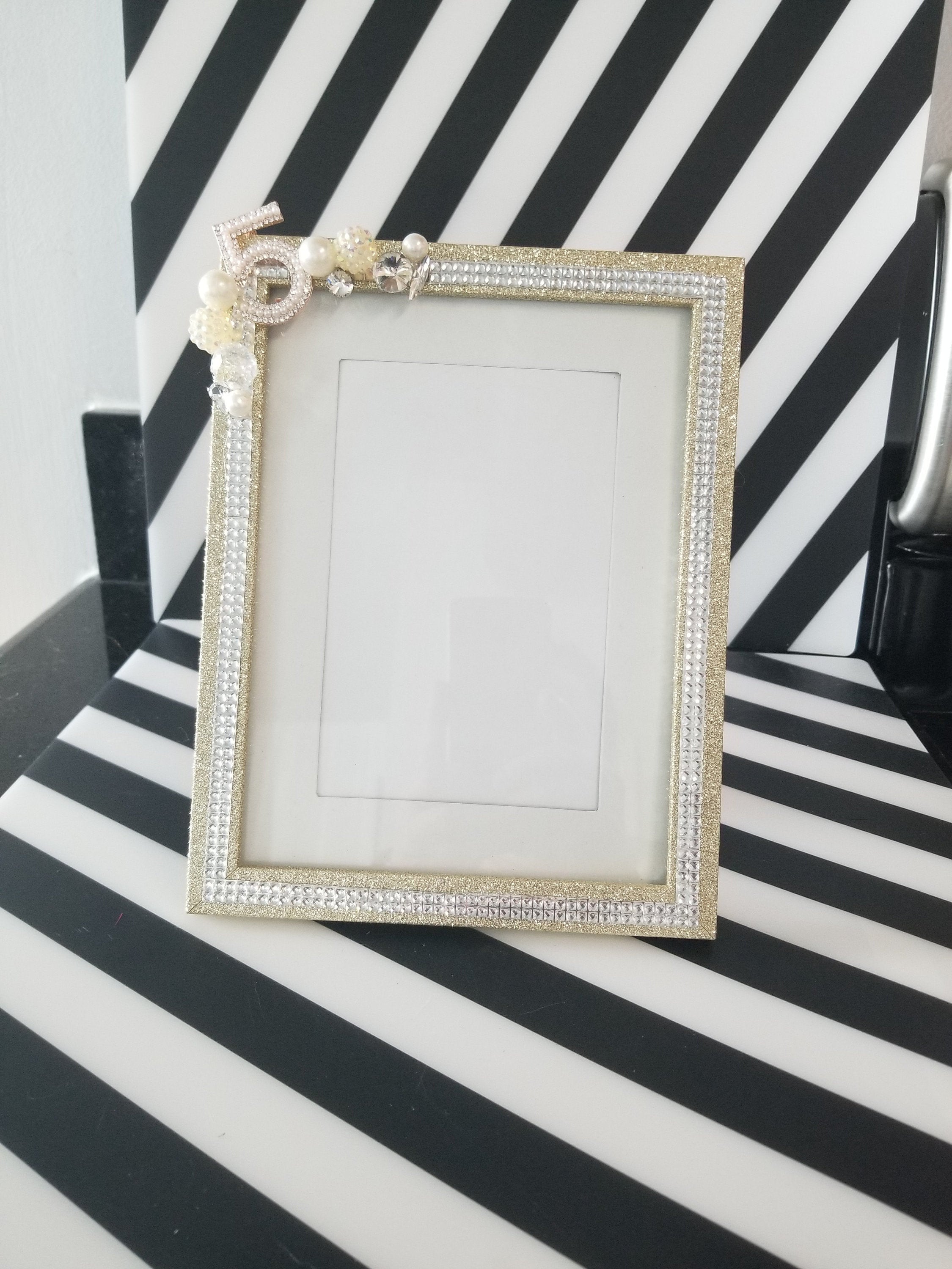 Gold Bling Picture Frame, Gold Rhinestone Picture Frame, Glam Picture ...
