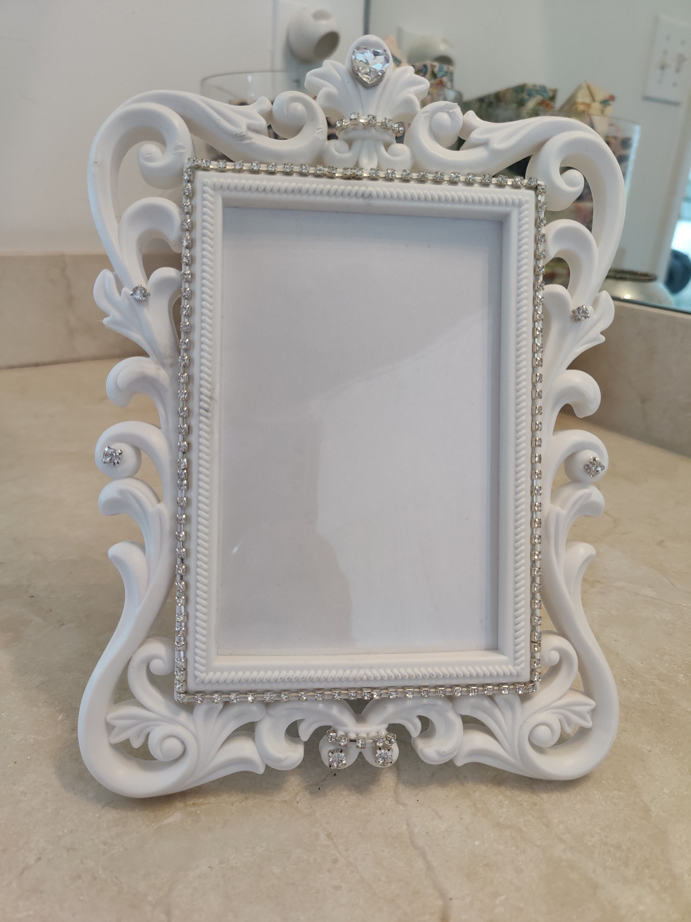 White Baroque Frame, White Bling Picture Frame, White Baroque Photo ...