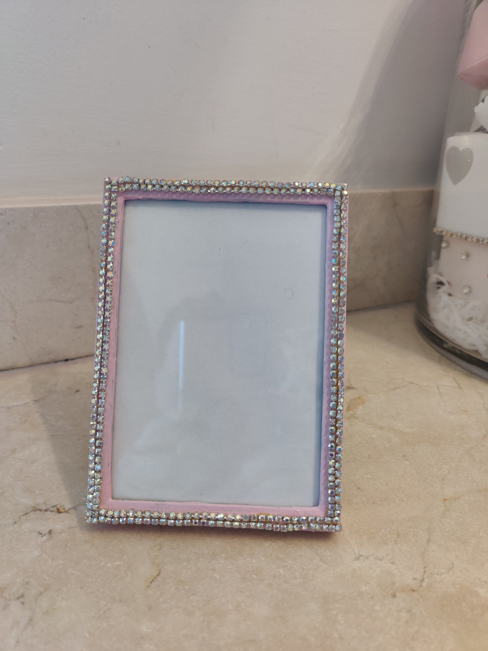 Pink Bling Picture Frame, Bridal Gift, Pink Shabby Chic Frame, Glam ...