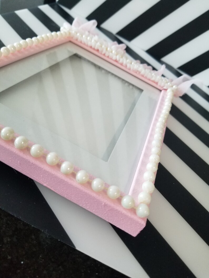 Pink Pearl Picture Frame, Bridal Gift, Pink Shabby Chic Frame, Glam ...
