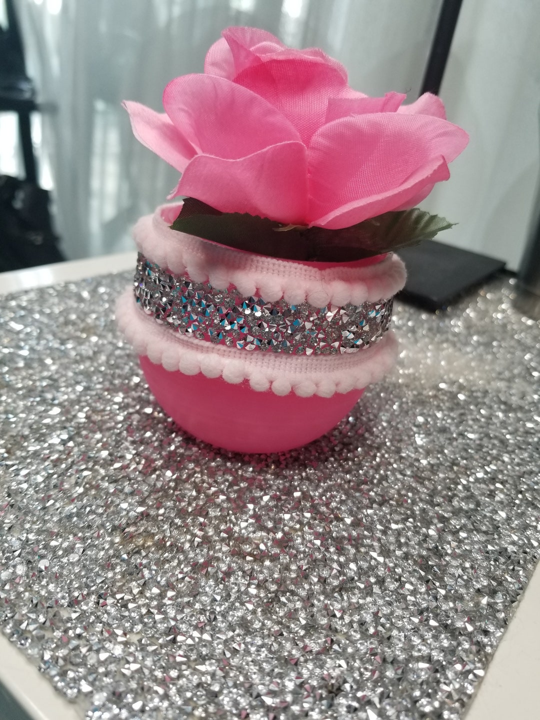 Pink Bling Flower Pot Pink Rhinestone Flower Pot Pink Bling - Etsy UK