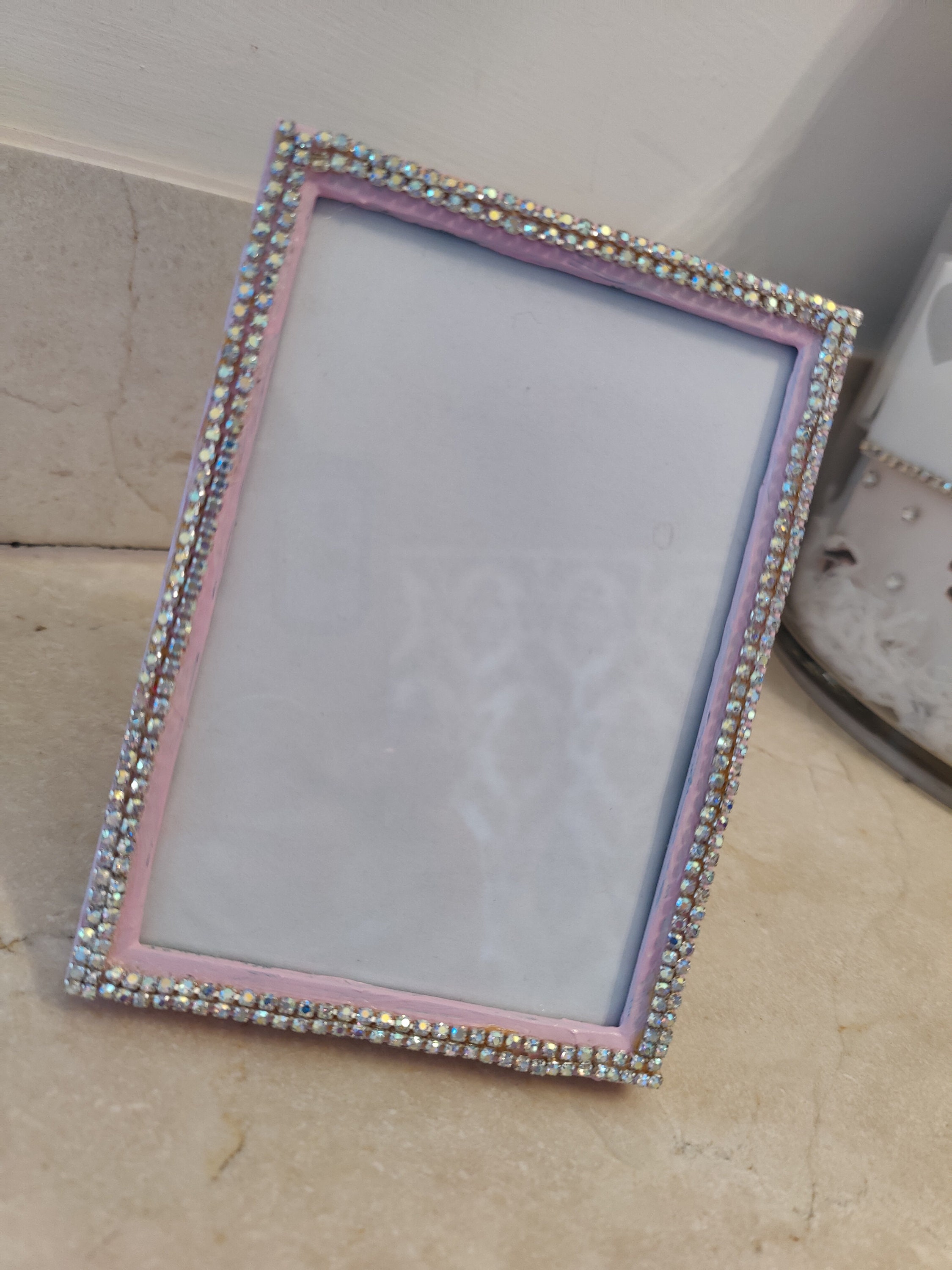 Pink Bling Picture Frame, Bridal Gift, Pink Shabby Chic Frame, Glam ...