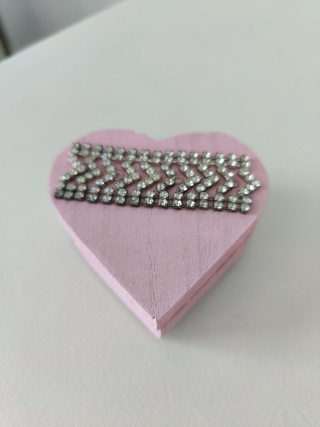 Pink Heart Ring Dish, Bling Trinket Holder, Pink Jewelry Box, Heart ...