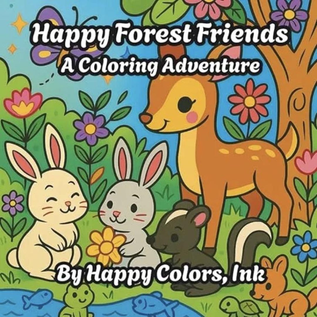 Happy Forest Friends Digital Coloring Pages - Etsy
