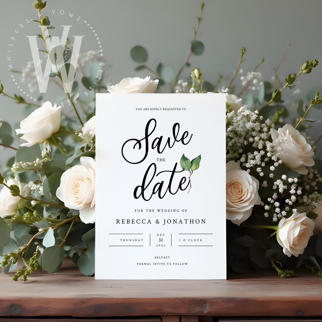 Printable Save the Date Card Template, Timeless Minimal Design-elegant ...