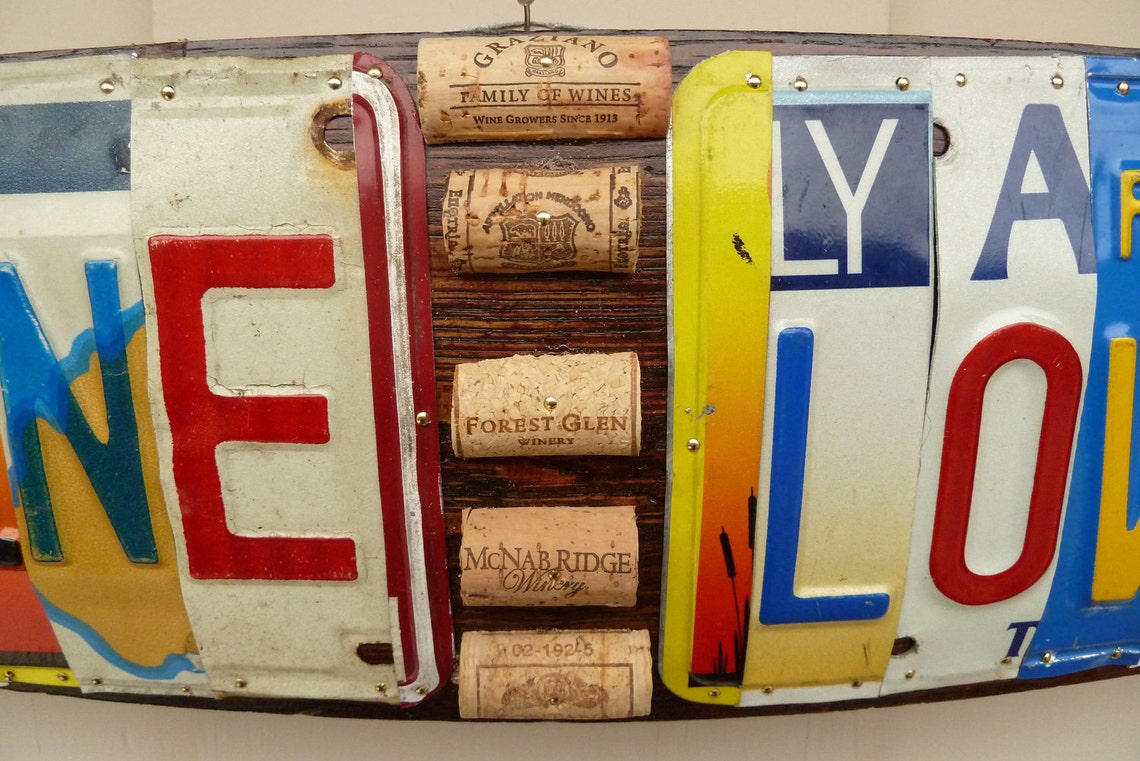 WINE LOVER - Custom Recycled License Plate Wine Barrel Stave Art Sign ...