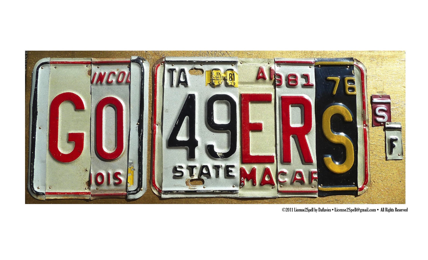 GO 49ERS - POSTER -- Limited Edition Custom Recycled License Plate Art ...