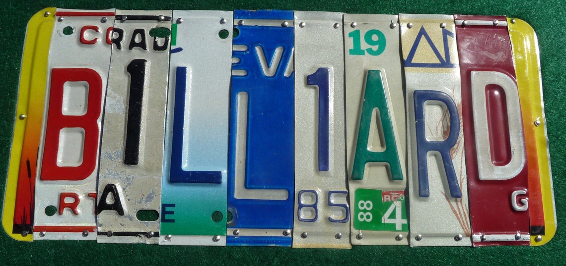 BILLIARD ROOM Custom Recycled License Plate Wall Art Sign by ...