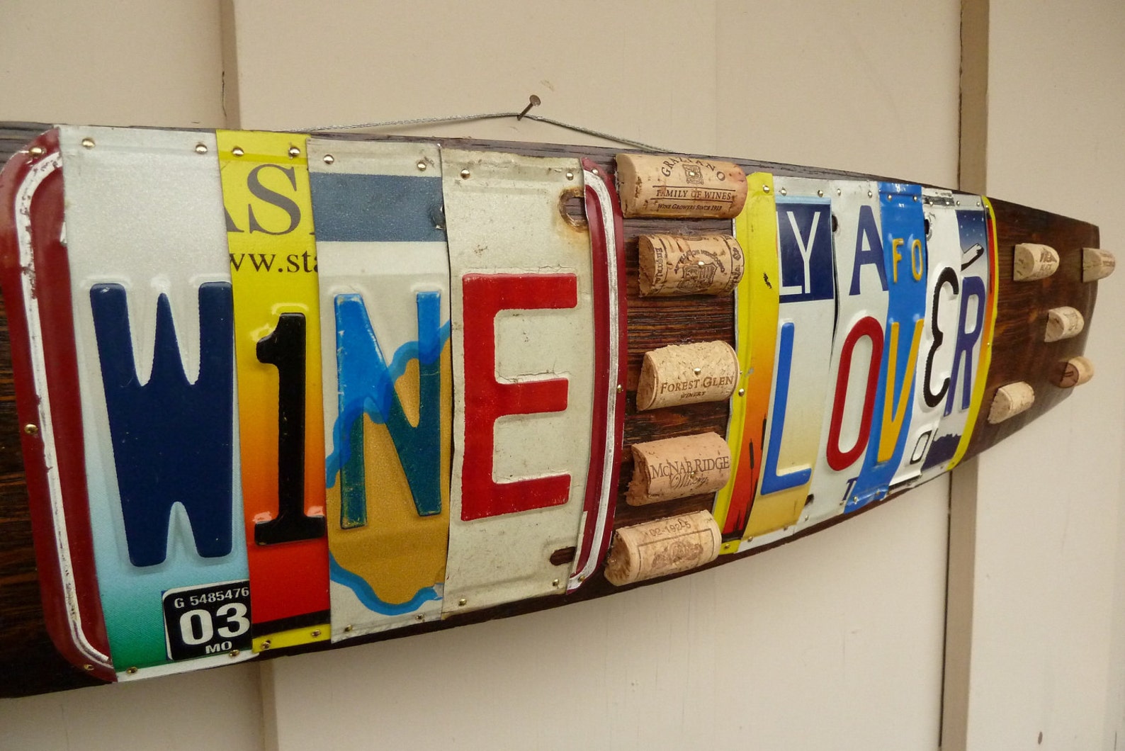 WINE LOVER - Custom Recycled License Plate Wine Barrel Stave Art Sign ...