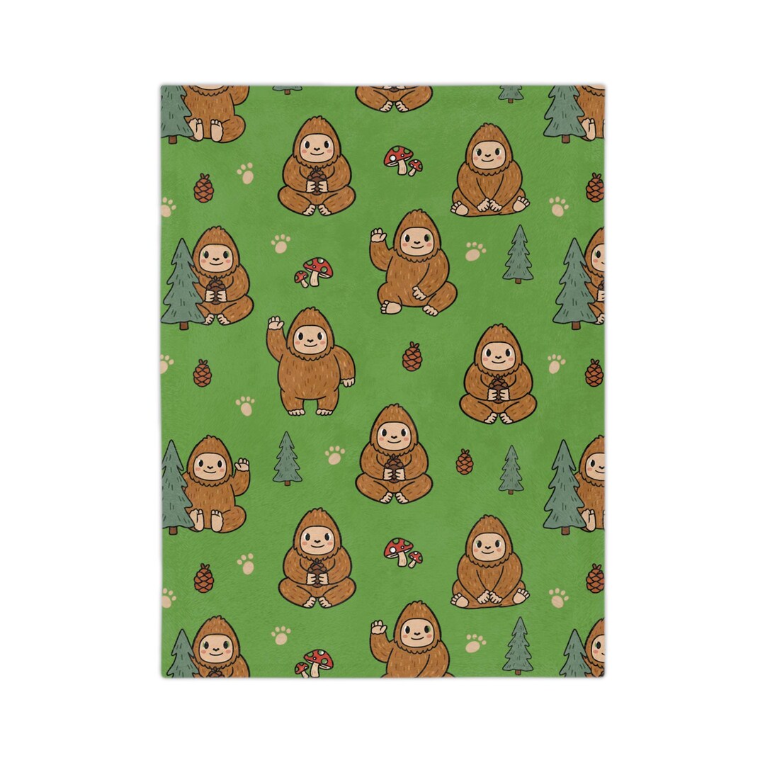 Sasquatch Pattern Blanket | Plush Microfiber Throw, Woodland Charm - Etsy