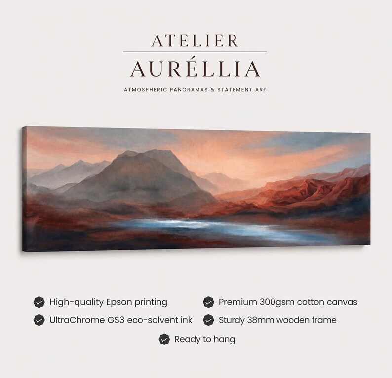 Earth Tone Muted Terracotta Wall Art, Above Bed Landscape Canvas - Etsy
