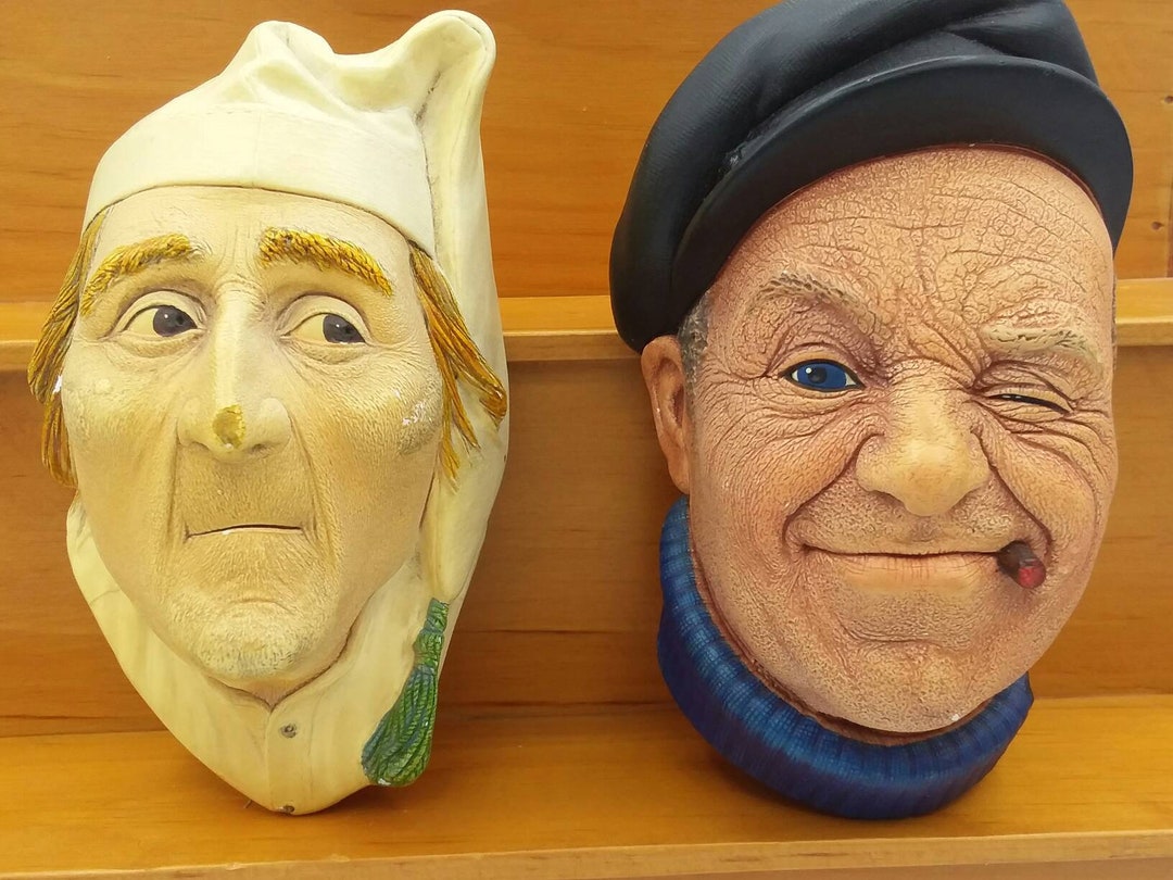 Vintage Pair of Bossons Face Masks,ebeneezer Scrooge Wall Mask,boatman ...