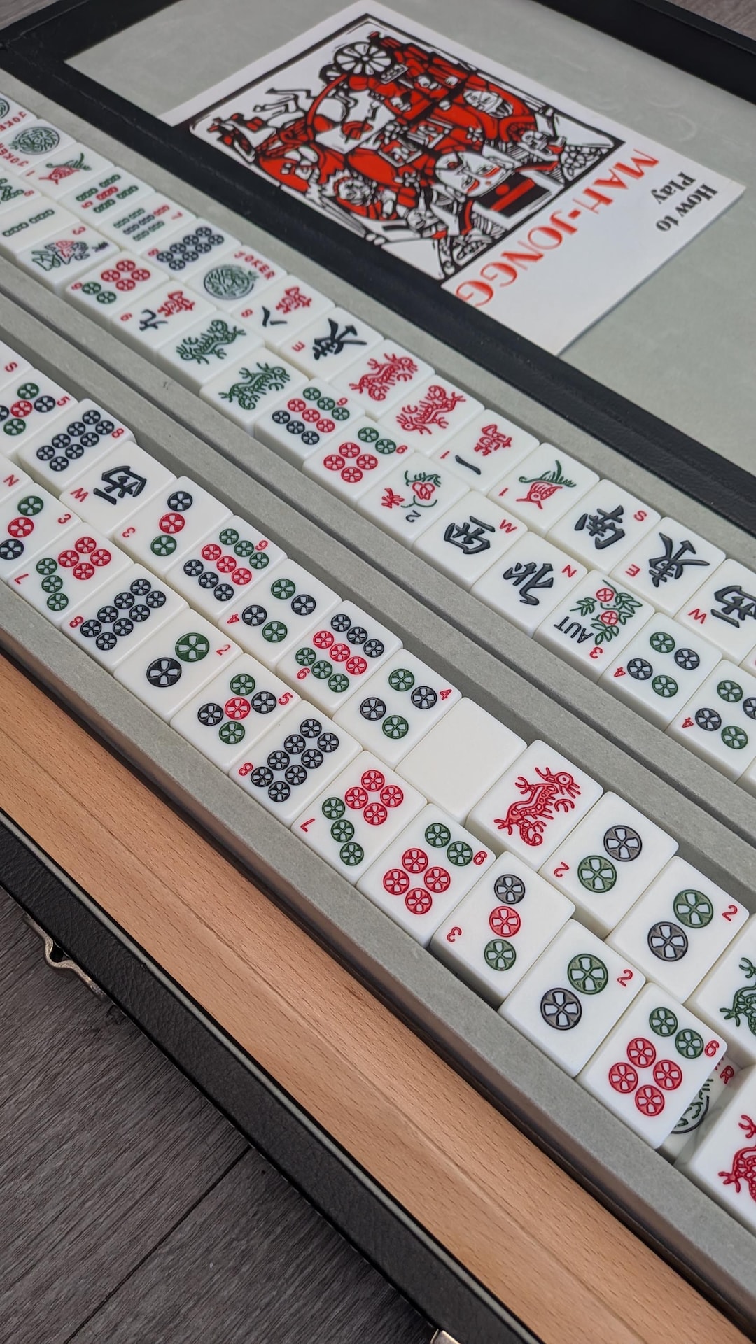 Vintage Mahjong Set Complete Heavy Tiles in Case 50cm Traditional ...