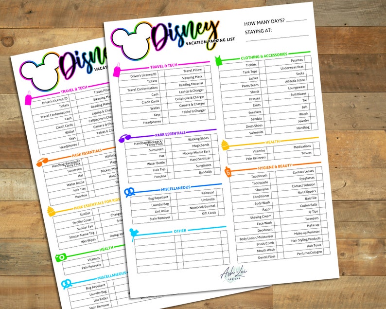 Theme Park Packing List, Trip Planning, Packing List Printable ...