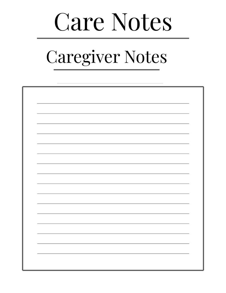 Caregiver Log Printable Bundle | Daily-weekly Care Notes | Medication ...