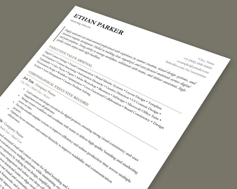 Executive ATS Resume Template, Professional CV Word & Google Docs, 2 ...