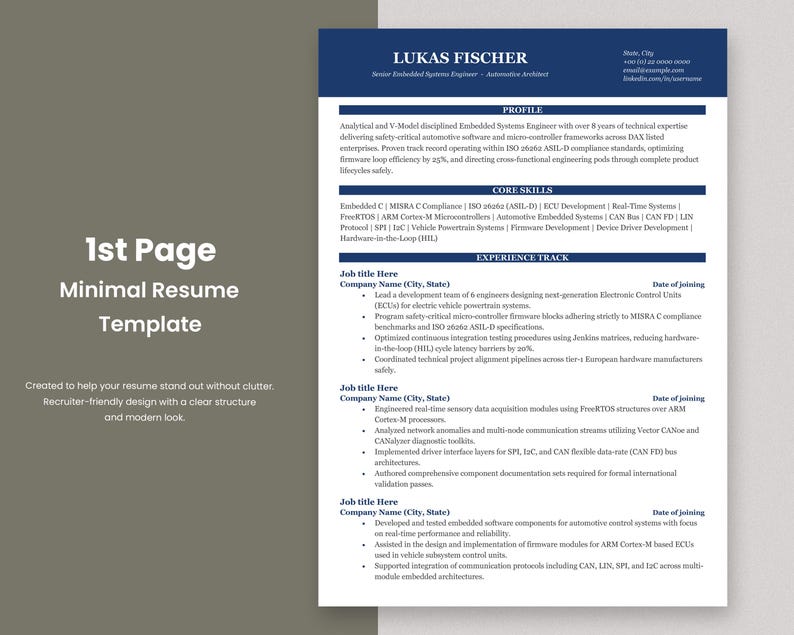 ATS Resume Template Word Google Docs, 2 Page CV (digital Download) - Etsy