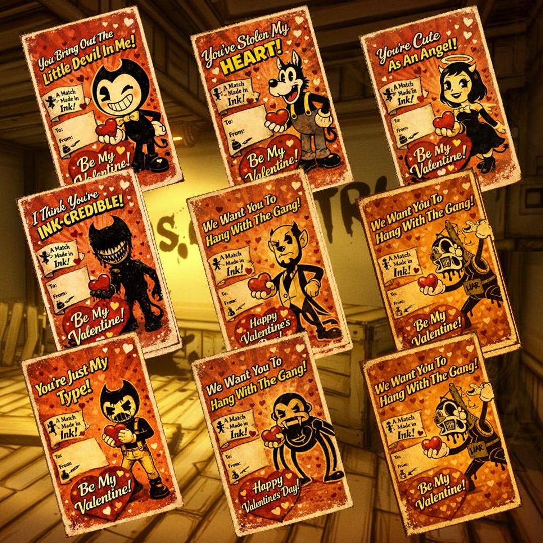 Bendy and the Ink Machine - Printable Valentine's Day Cards - for Kids ...