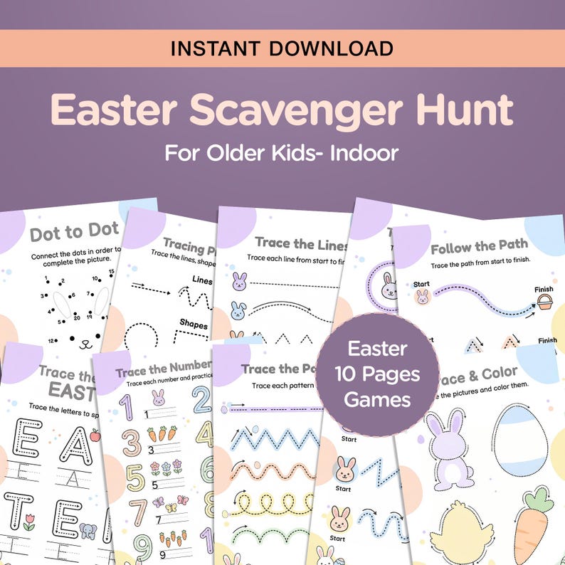 Easter Tracing Worksheets Printable, Prewriting Practice for Kids ...