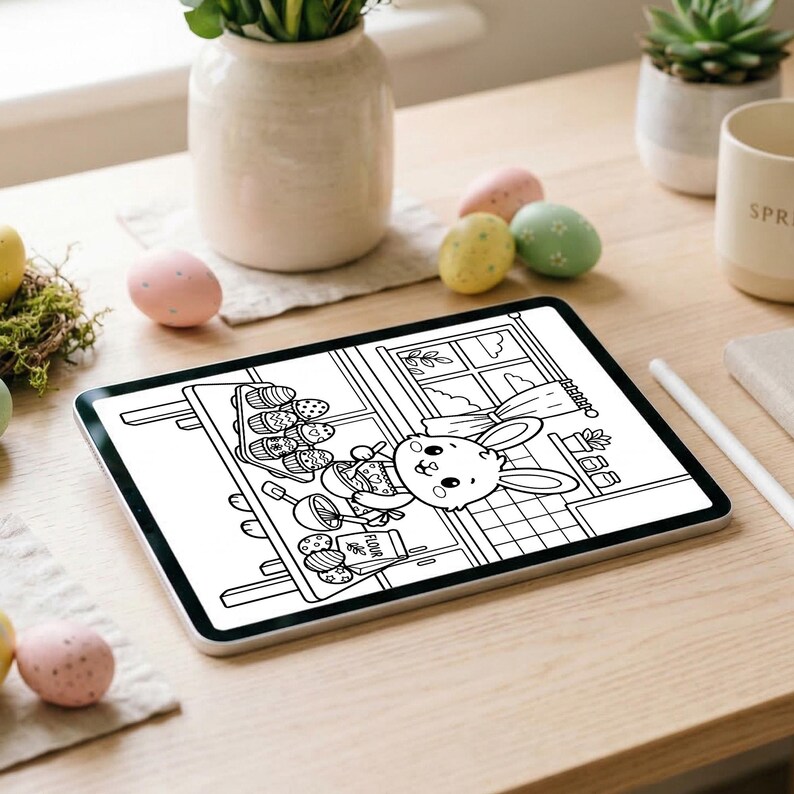 Easter Bunny Coloring Pages Printable for Kids, Cute Bunny Chick Egg ...