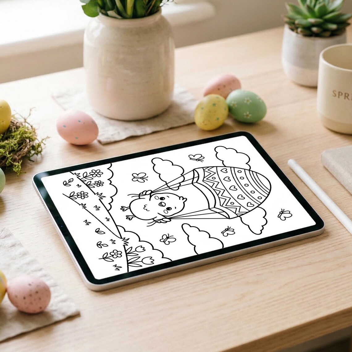 Easter Bunny Coloring Pages for Kids Printable, Cute Bunny Chick Egg ...