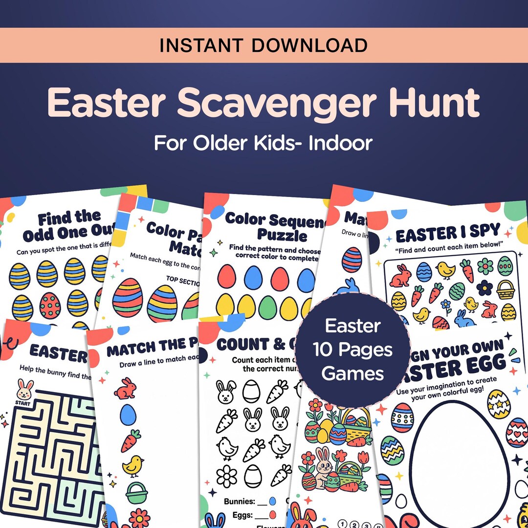 Easter Activity Worksheets for Kids Printable, Easter Games Bundle PDF ...