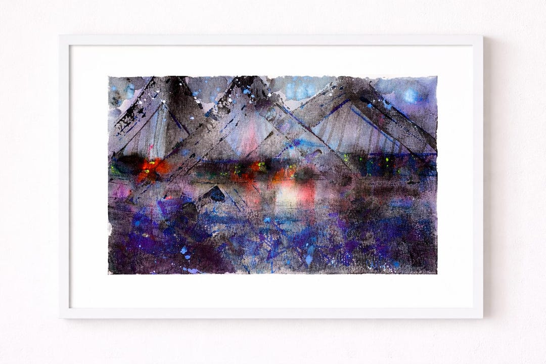 Abstract City Skyline Watercolor Print- Boston Bunker Hill Bridge - Etsy