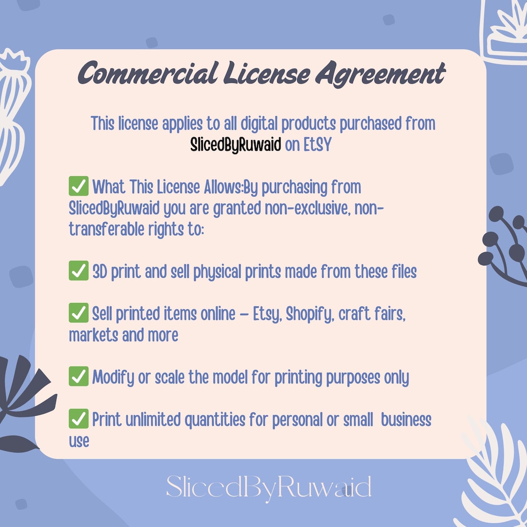 Commercial License for 3D Prints | Sell Physical Items (digital ...