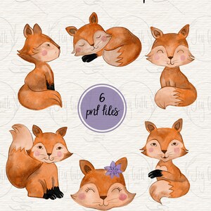 Watercolor Fox Clipart, Cute Fox PNG, Nursery Woodland Animal Clipart ...