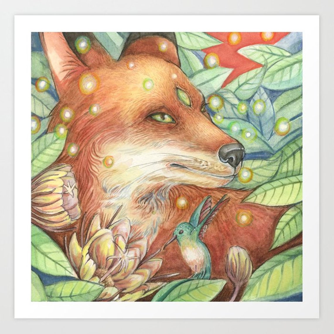 Aquarell Fuchs Malerei Kunstdruck, Wild Animal Wall Art 8x8, Boho Kunst ...