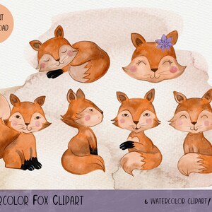 Watercolor Fox Clipart, Cute Fox PNG, Nursery Woodland Animal Clipart ...