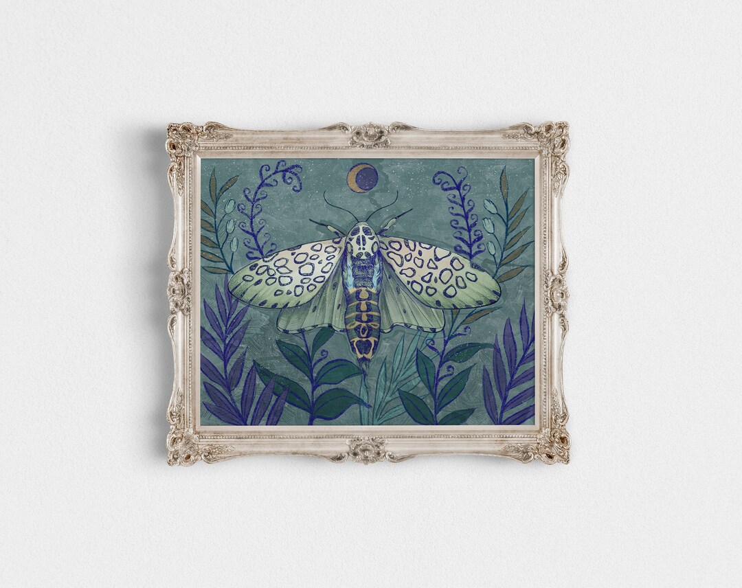 Blue Leopard Moth Art Print, Insect Wall Decor - Etsy