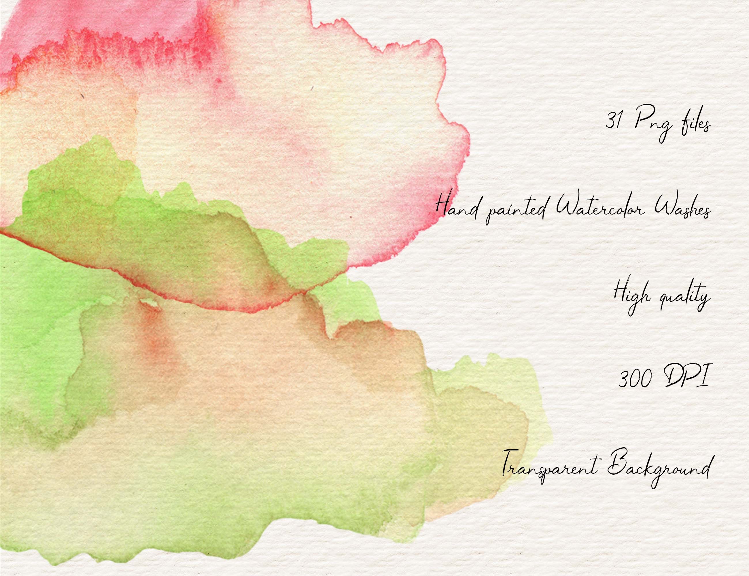 Watercolor Splash Clipart, Hand Painted Brush Strokes (INSTANT DOWNLOAD ...