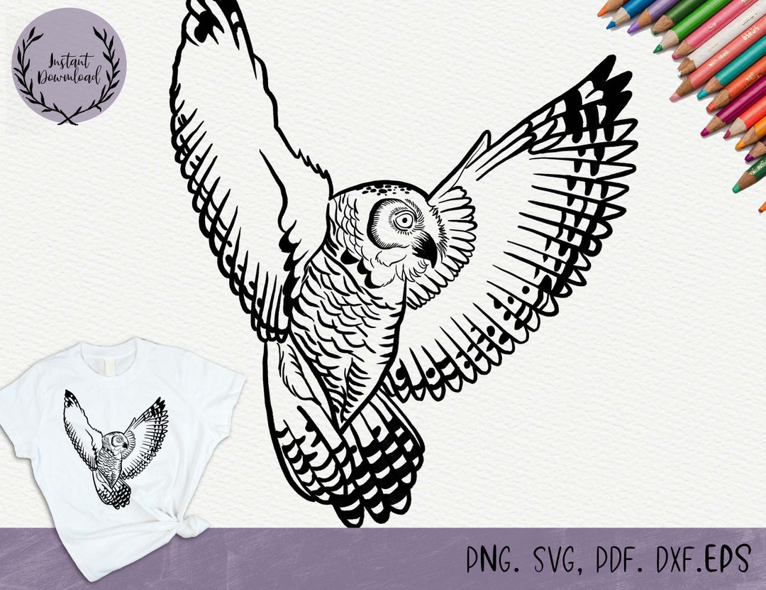 Flying Owl Svg, Owl Clipart, Owl Cricut, Owl Cut File 8x10, Instant ...