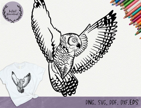 Flying Owl Svg Owl Clipart Owl Cricut Owl Cut File 8x10 - Etsy