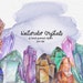 Watercolor Crystal & Gems Clipart, Hand Painted Crystal Illustration ...