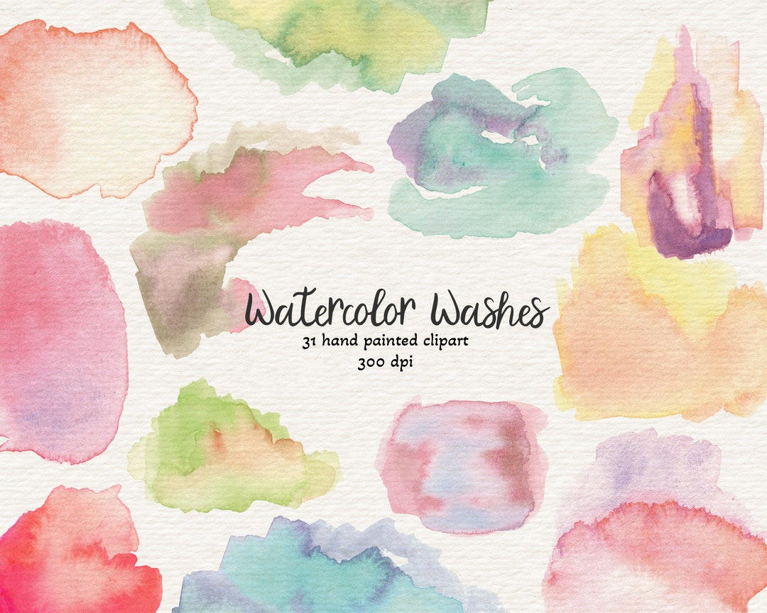 Watercolor Washes Splash Clipart, Hand Painted Splash, Watercolor ...
