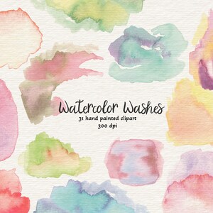 Watercolor Splash Clipart, Hand Painted Brush Strokes (INSTANT DOWNLOAD ...