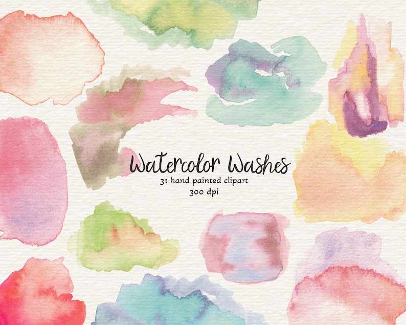 Watercolor Washes Splash Clipart, Hand Painted Splash, Watercolor ...
