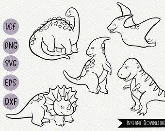 Cute Dinosaur Svg Bundledinosaur SVG Bundle T-rex Brontosaurus ...