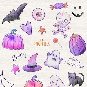 Cute Halloween Clipart Bundle, Pink Halloween Party Decor, Ghost ...