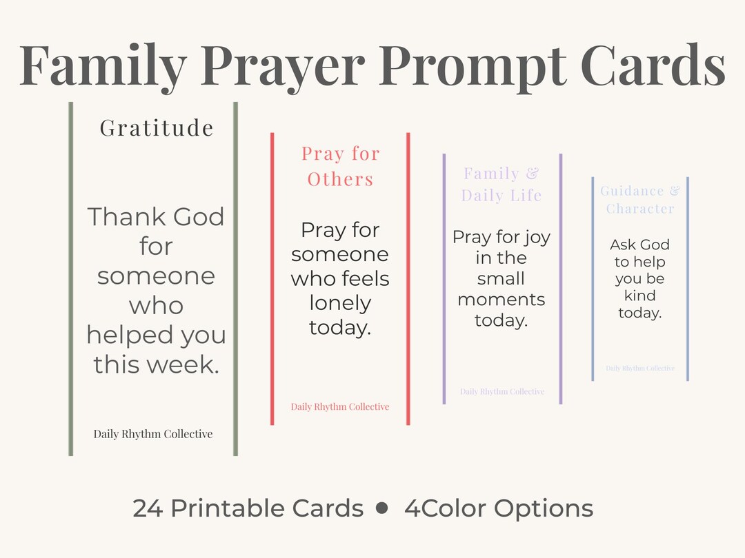 Family Prayer Prompt Cards Printable | Daily Faith Activity for Kids - Etsy