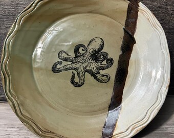 Enchanting Blue Octopus Decoware 10-inch Dinner Plate - Etsy