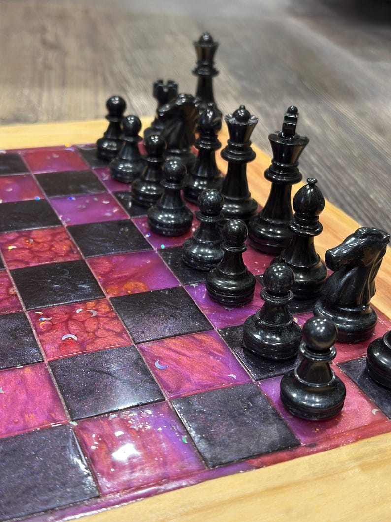 Cedar and Resin Chess Board Pink and Black - Etsy