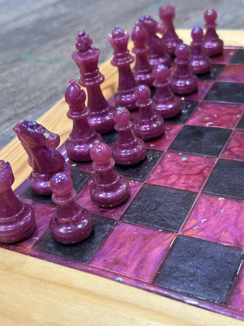 Cedar and Resin Chess Board Pink and Black - Etsy